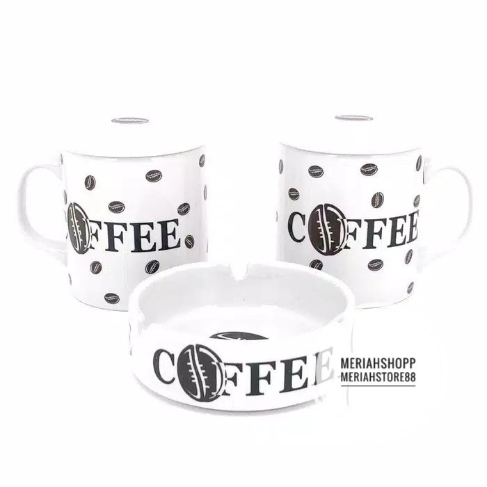 Jual 2 pcs Gelas Mug keramik Set +1pc Asbak cangkir kopi (cangkir ...