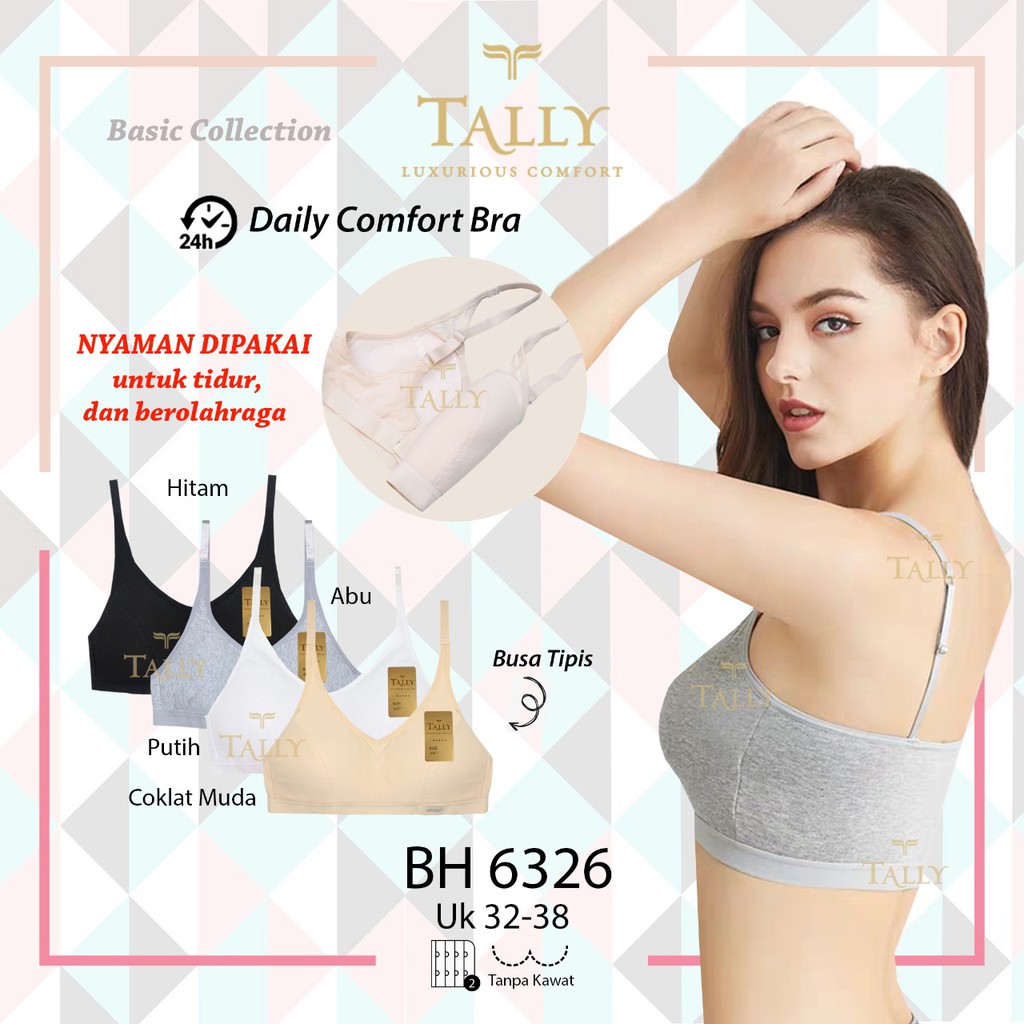 Jual Bh Bra Tally 6326 Cup A (32-38) Kait 2 Katun | Bra Tanpa Busa Tanpa Kawat Ky | Shopee Indonesia