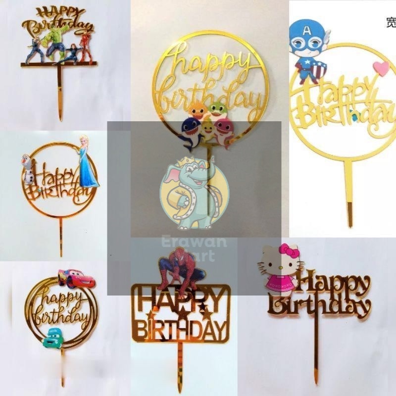 Jual COD - Cake Topper Happy Birthday Gold / Topper Cake Dekorasi Kue ...