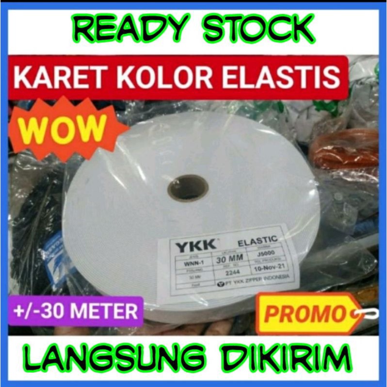 Jual YKK tali karet kolor elastis per roll kolor 3cm 1cm 2 cm 3 mm 5 cm ...