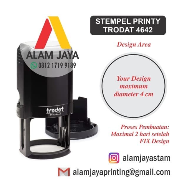 Jual Trodat Stempel Warna Otomatis Tipe 4642 custom design max diameter 4cm | Shopee Indonesia