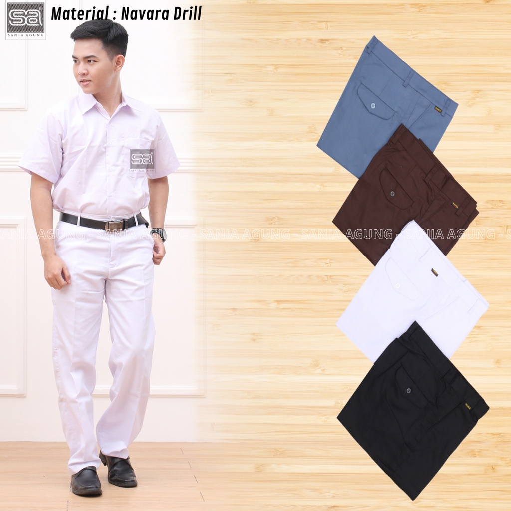 Jual Seragam SMA MA Bawahan Celana Panjang Putih Paspol Navara Drill ...
