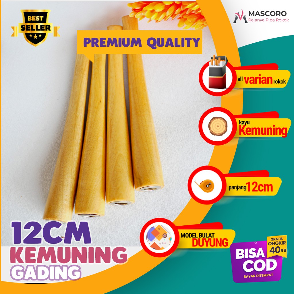 Jual once pipa roko kayu kemuning gading padudan rokok 12cm orange ...