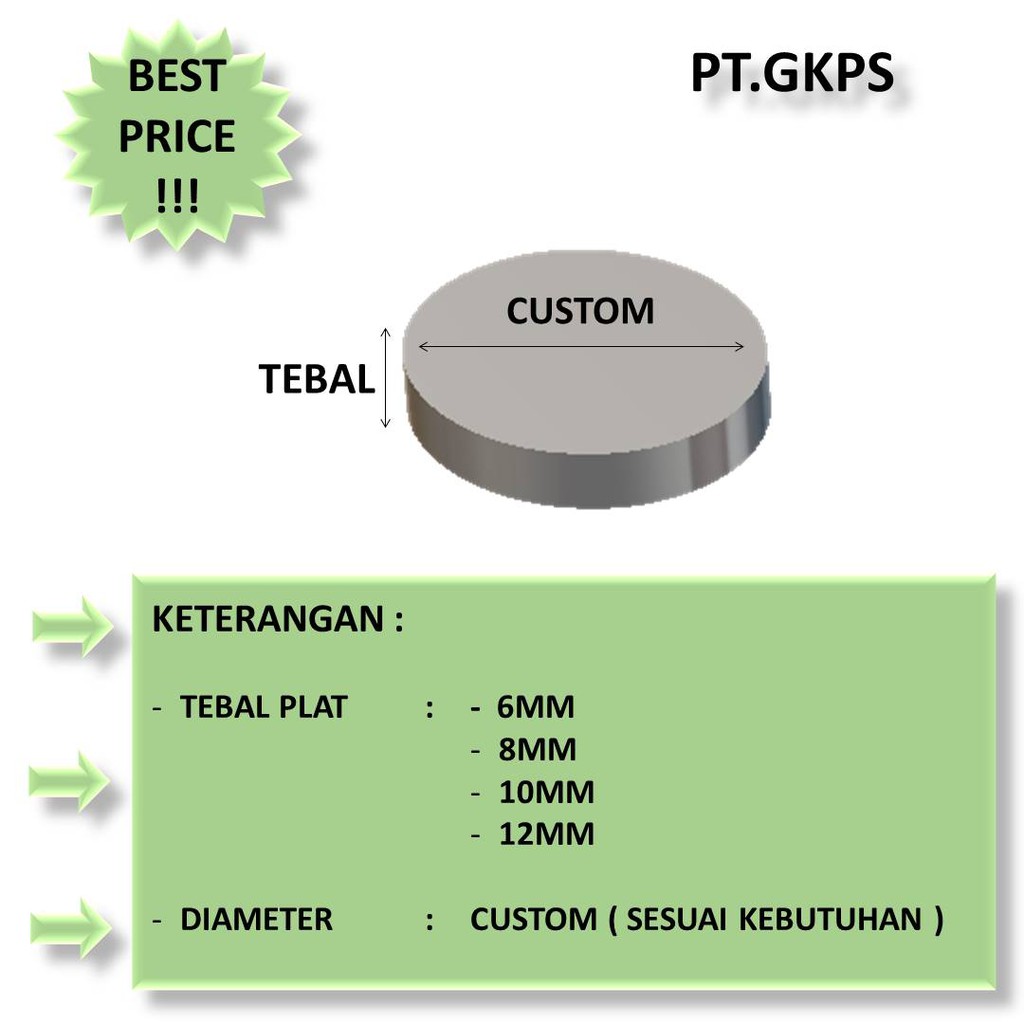 Jual Besi Plat Potongan Bulat T.6mm x Custom | Shopee Indonesia
