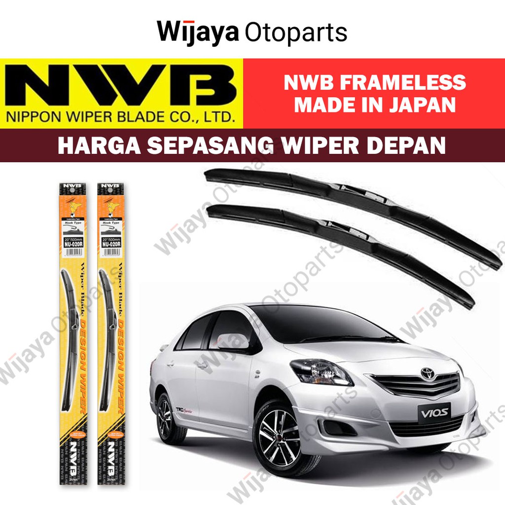 Jual Wiper Blade Depan Vios Gen 2 NWB Frameless Japan 24/14 | Shopee Indonesia