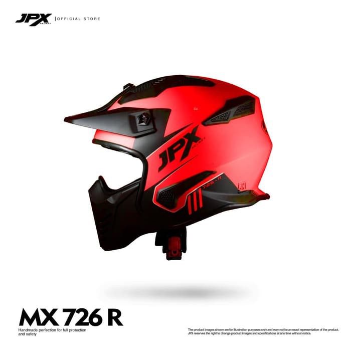 Jual JPX Full Face MX-726R - Fluorescent Red Doff/Black | Shopee Indonesia
