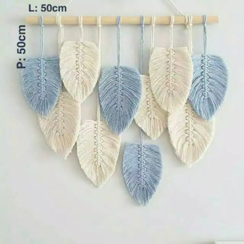 Jual (Ready stok) Macrame daun Biru muda | Shopee Indonesia