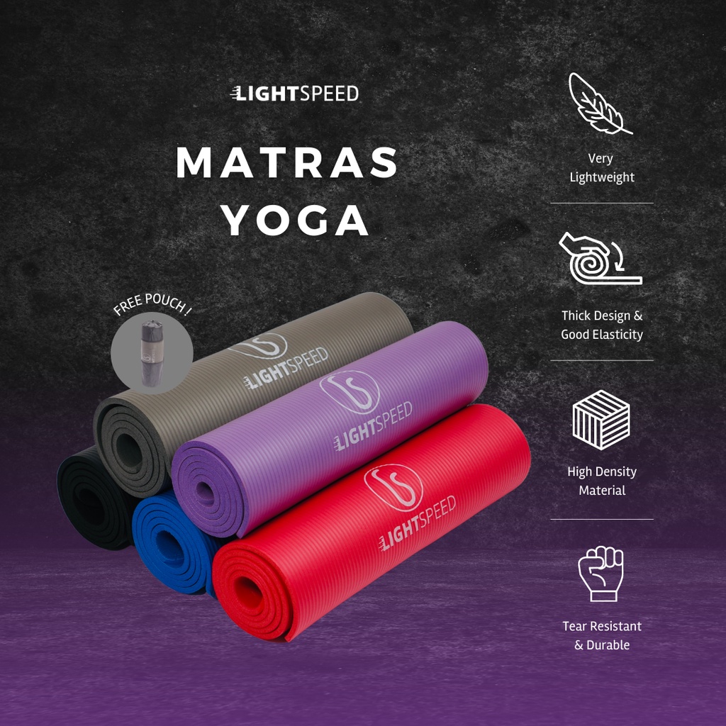 Jual LIGHTSPEED Matras Yoga NBR 10mm MOTIF / ANTI SLIP/Gym Mat INCLUDE ...