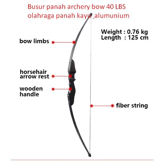 Jual Busur panah archery bow 40 LBS olahraga panah kayu & alumunium ...
