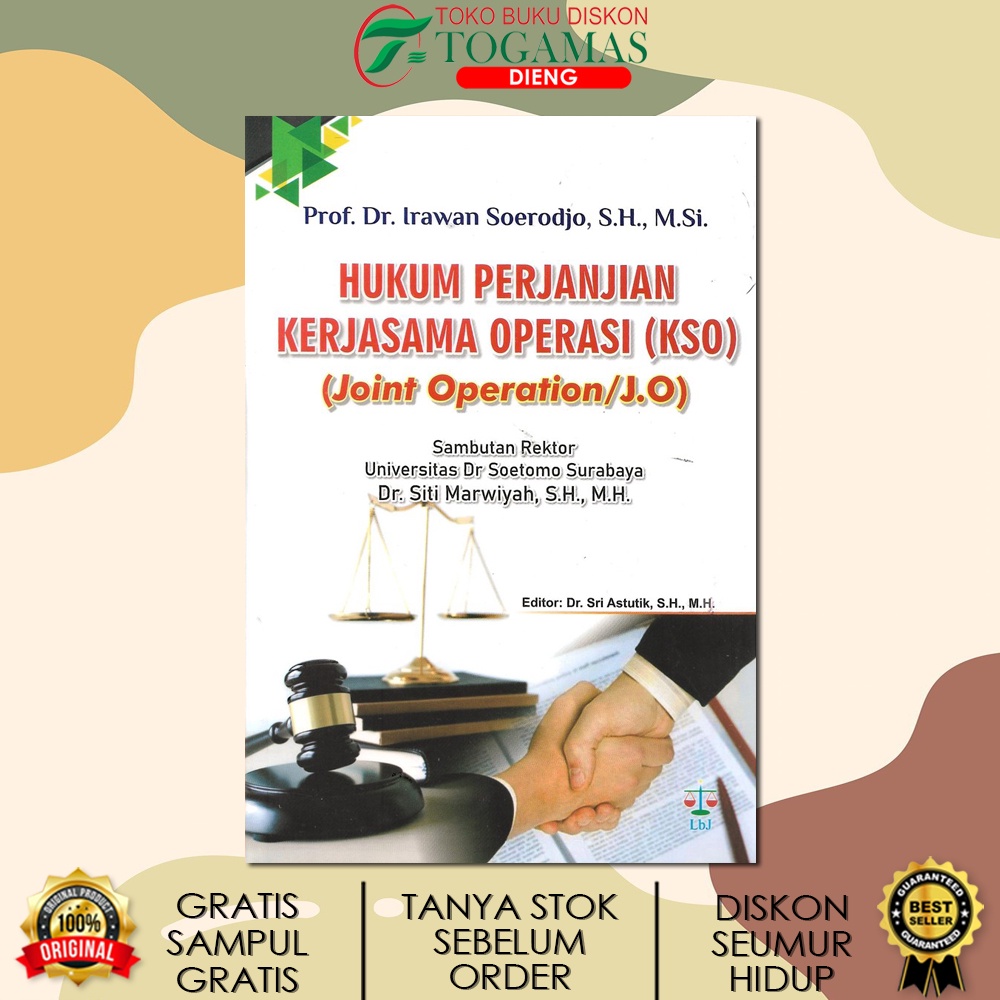 Jual HUKUM PERJANJIAN KERJASAMA OPERASI/KSO (JOINT OPERATION/J.O) KARYA PROF. DR. IRAWAN ...