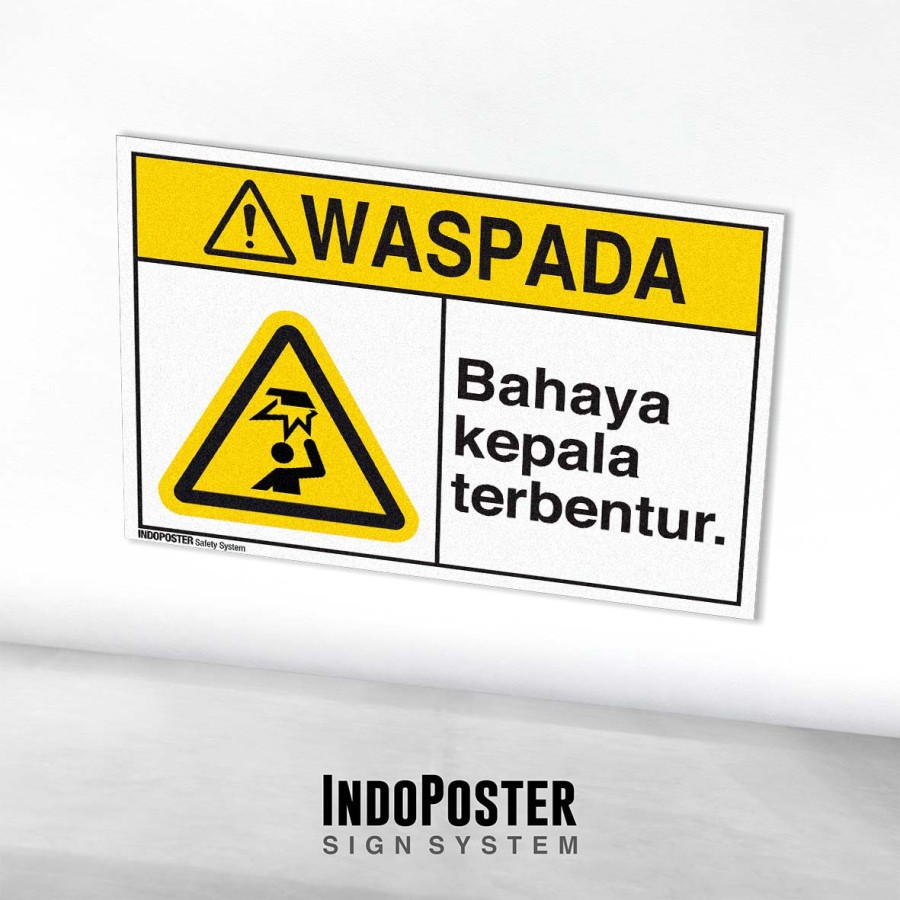 Jual Stiker Label Safety Sign Rambu K3 ANSI Bahaya Kepala Terbentur ...