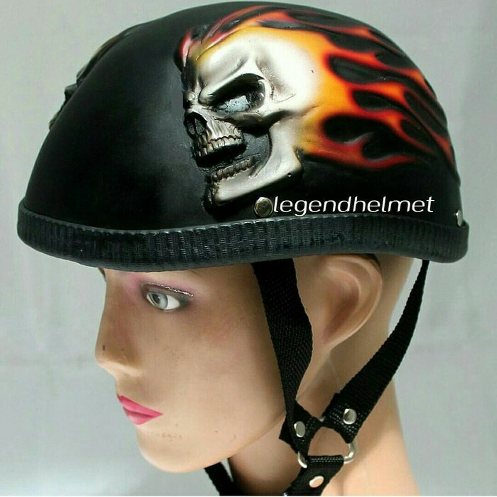 Jual Helm cetok batok hitam Tengkorak skull 3D retro classic bukan Bogo ...