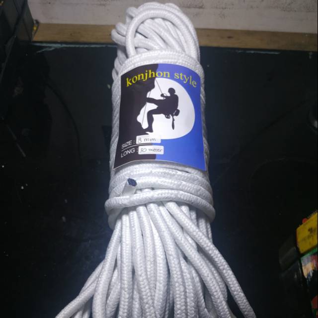 Jual Tali putih polyester Size 8mm panjang 30meter Buat tali bendera ...