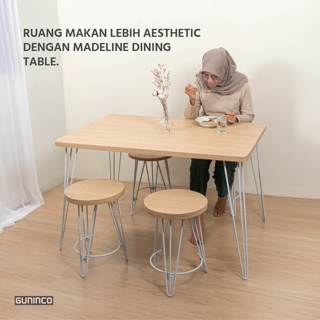 Jual Meja Makan Kayu Kursi Stool Besi 120x75 Modern Minimalis | Shopee ...