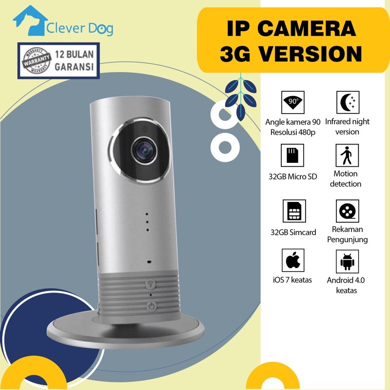 Jual Camera CCTV Sim Card 3G Wifi HP Cleverdog Smart Camera IP Cam ...