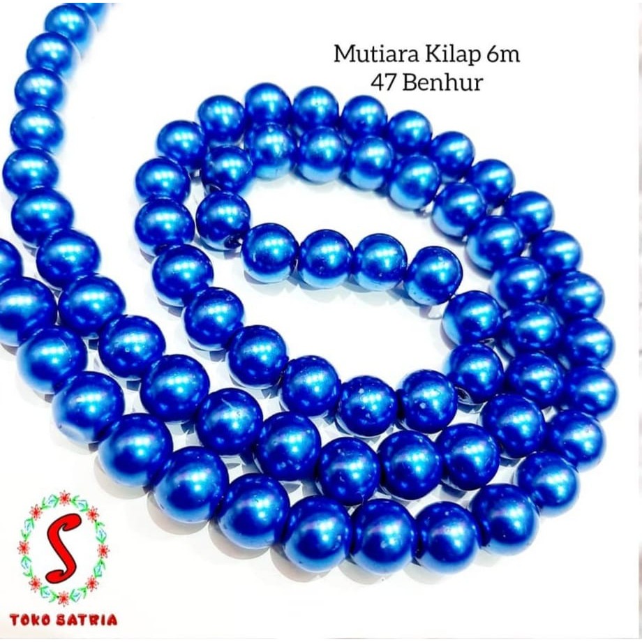 Jual Mutiara kilap 6m benhur /bahan gelang kalung /batu kilap biru 47 ...
