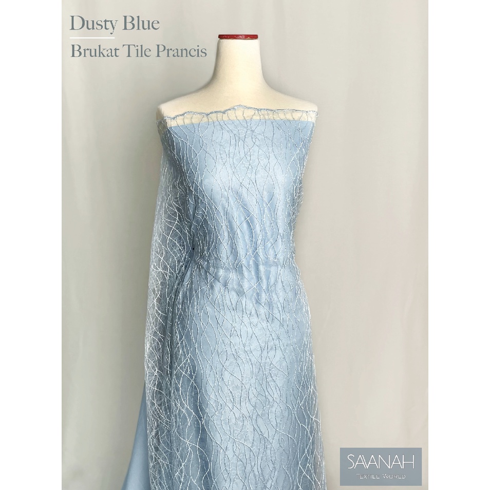 Jual 1/2 meter Bahan Kain Brokat / Brukat Warna Dusty Blue | Shopee ...