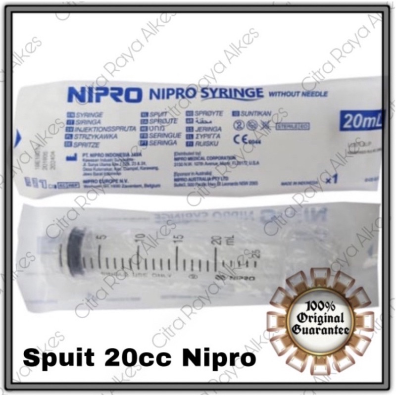 Jual Spuit Nipro Disposable Syringe 20cc / Alat Suntik 200ml | Shopee ...