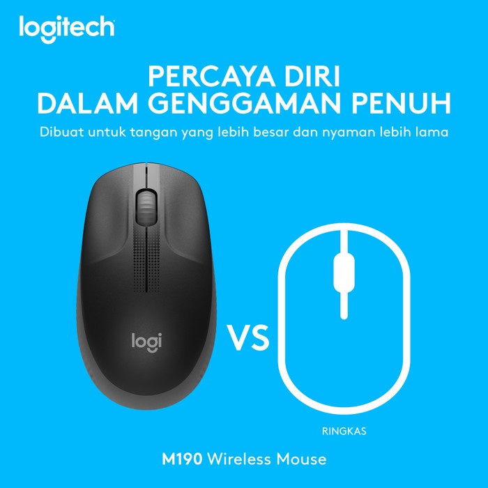 Jual Logitech M191 Mouse Wireless Full Size - Mid Grey | Shopee Indonesia