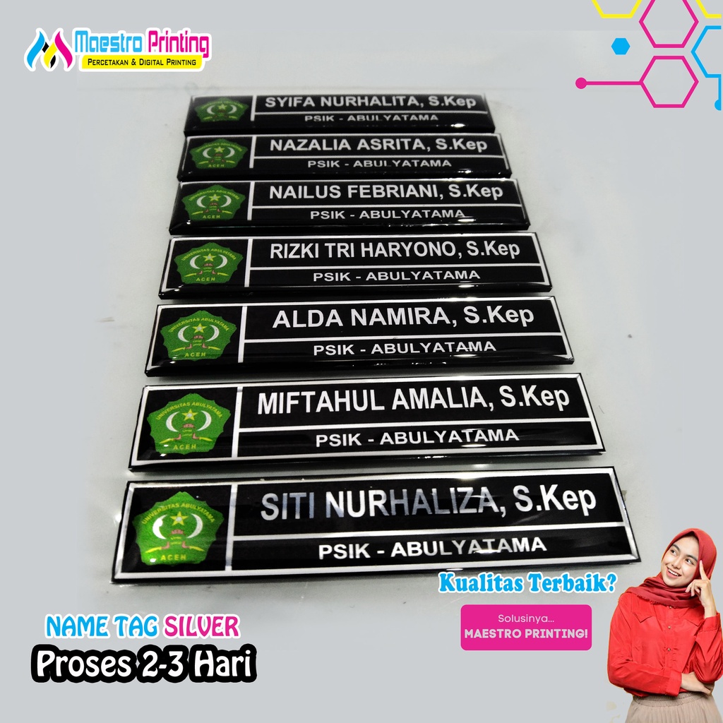 Jual NAME TAG BAD NAMA DADA, PIN NAMA GOLD-SILVER RESIN CUSTOM | Shopee Indonesia