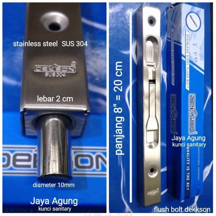 Jual Grendel Tanam Pintu Rumah 8"Dekson flush Bolt FB 040 SS Stainless | Shopee Indonesia