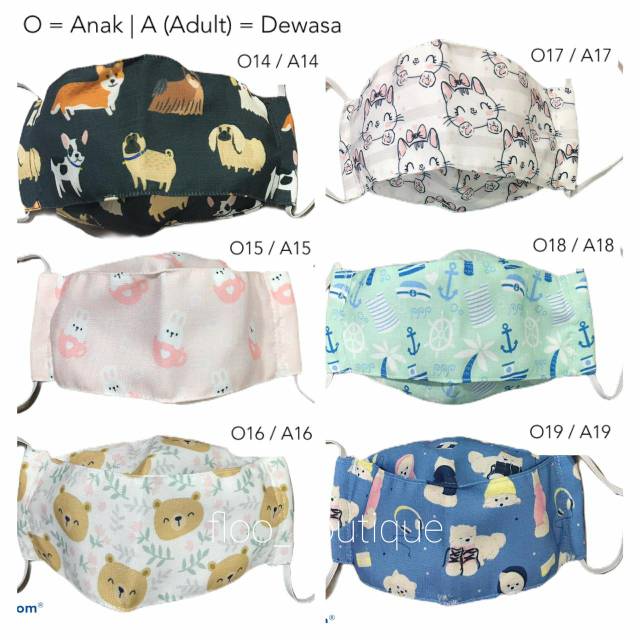 Jual DEWASA - MASKER KAIN EVO EARLOOP HEADLOOP (MOTIF LUCU UNISEX ...