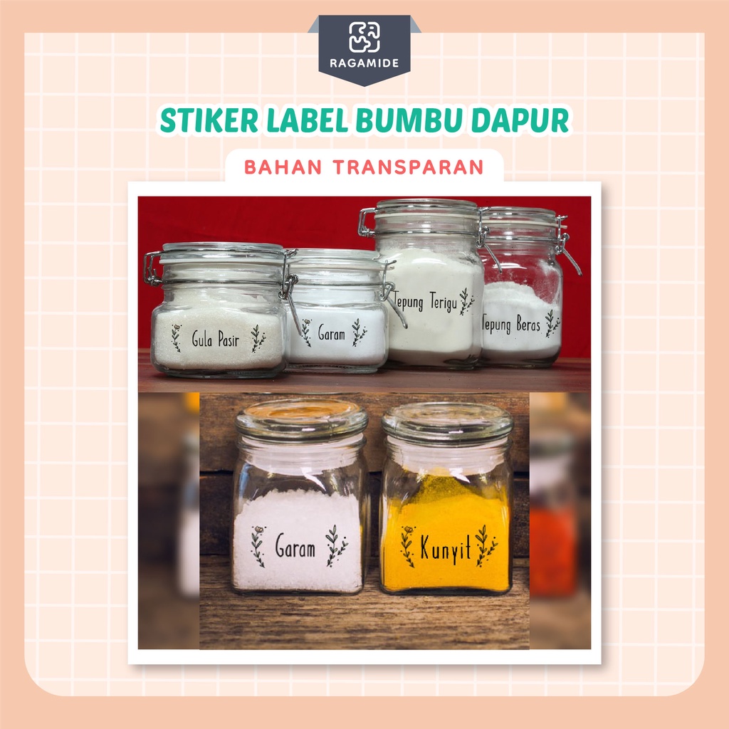 Jual STIKER BUMBU DAPUR/ PANTRY (TRANSPARAN) [TERMURAH] | Shopee Indonesia
