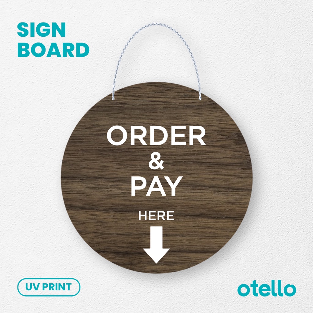Jual Otello - Papan Tulisan Order & Pay Here Sign Board Kayu Wooden ...