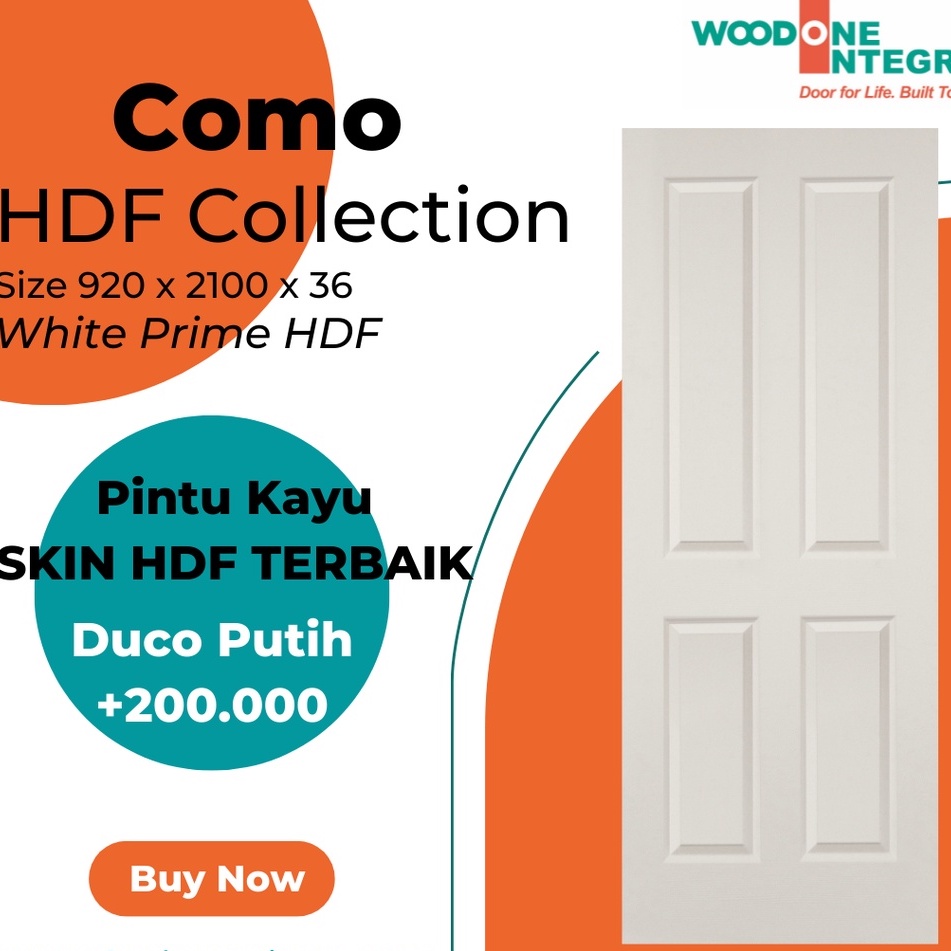Jual Pintu Woodone Integra HDF Skin Tipe Como UK 92x210 Warna - White Prime | Shopee Indonesia