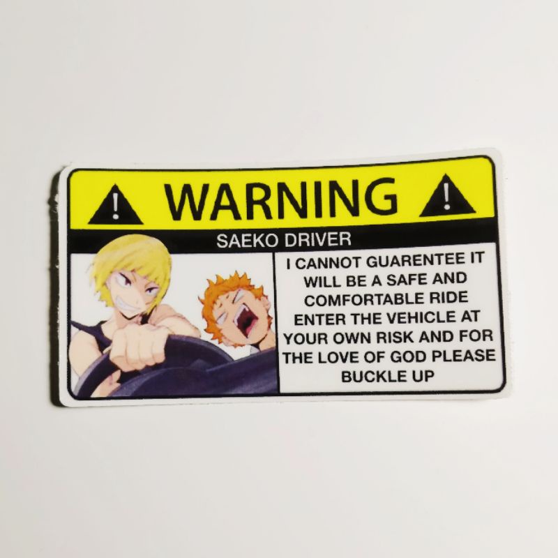 Jual sticker warning anime japan saeko driver | Shopee Indonesia