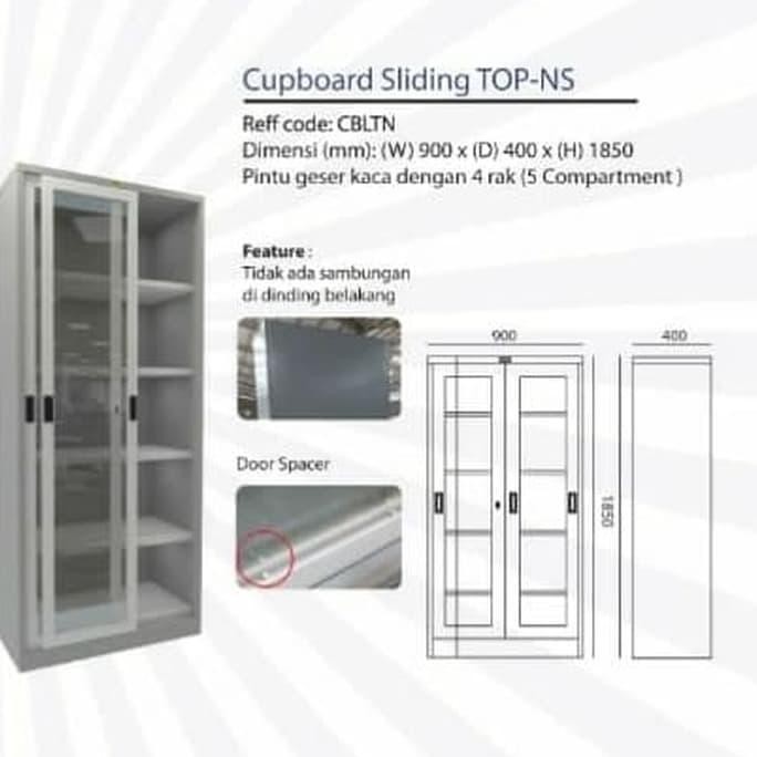 Jual LEMARI ARSIP BESI PINTU GESER KACA TOP By DATASCRIP | Shopee Indonesia