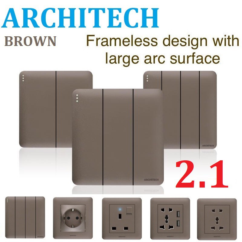 Jual Architech Saklar Infinity Brown A63 Series / Stop Kontak / Sakelar / Saklar Rumah Architech ...