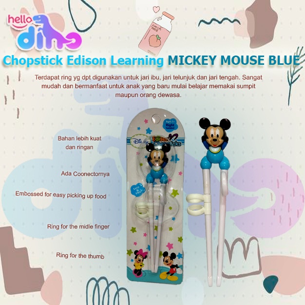 Jual Hello Dino - Sumpit Mickey Mouse Blue | Chopstick Edison Learning ...