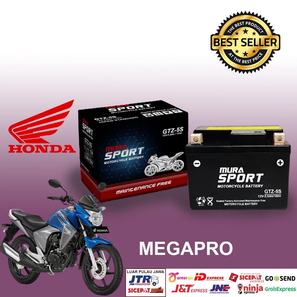 Jual Aki Motor Kering GTZ5S 12V 3,5AH HONDA MEGAPRO AKI MURA SPORT ...