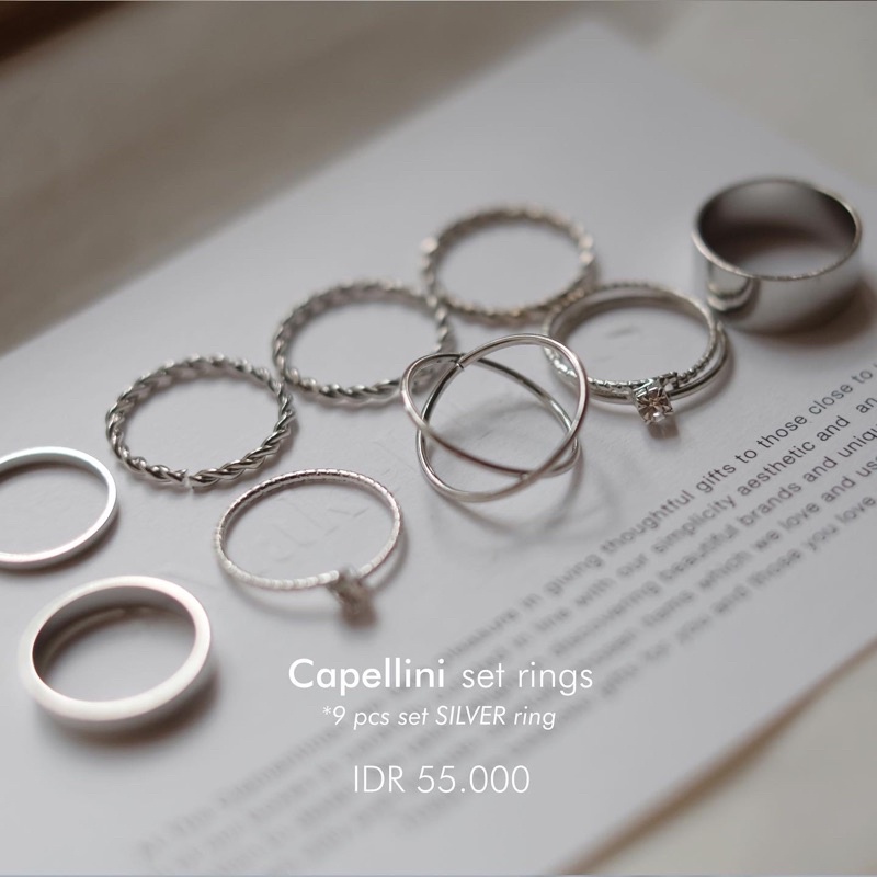 Jual Ark.co - Capellini set rings (gold & silver) cincin tumpuk stack ...