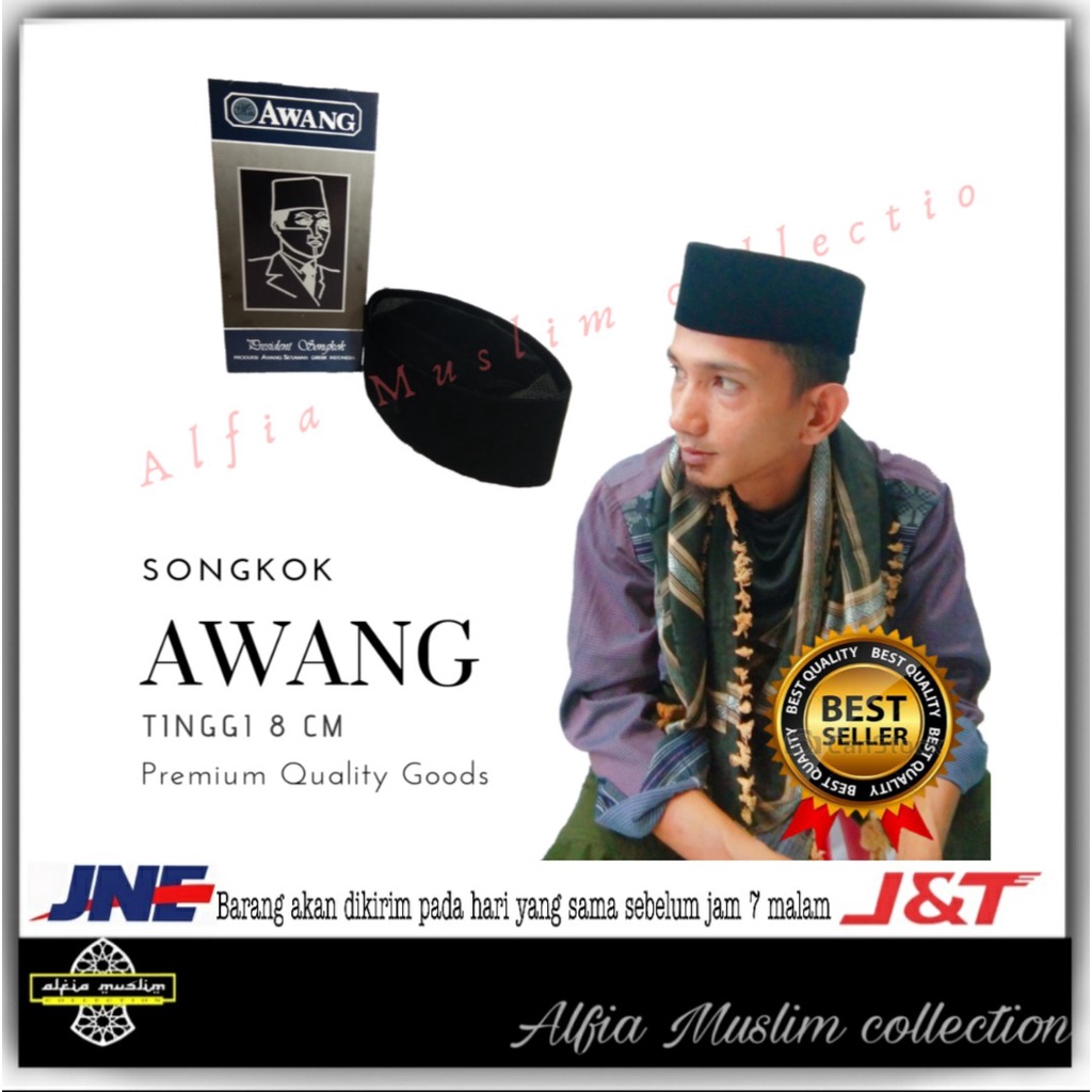 Jual Songkok Awang Songkok Hitam Tinggi 8 Cm Peci Hitam Kopiah Hitam ...