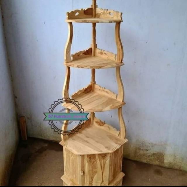 Jual Rak Pojok Bunga/Boneka/Tas Lemari Hias Mentahan Jati | Shopee ...