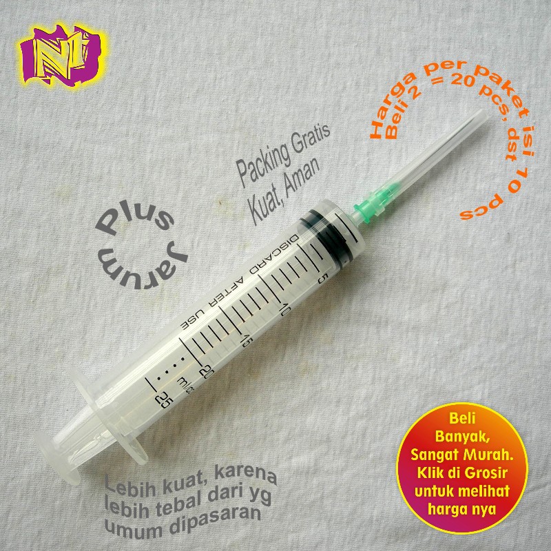 Jual paket 10pc syringe slip 25 cc plus jarum spuit teknik suntikan 25 ...