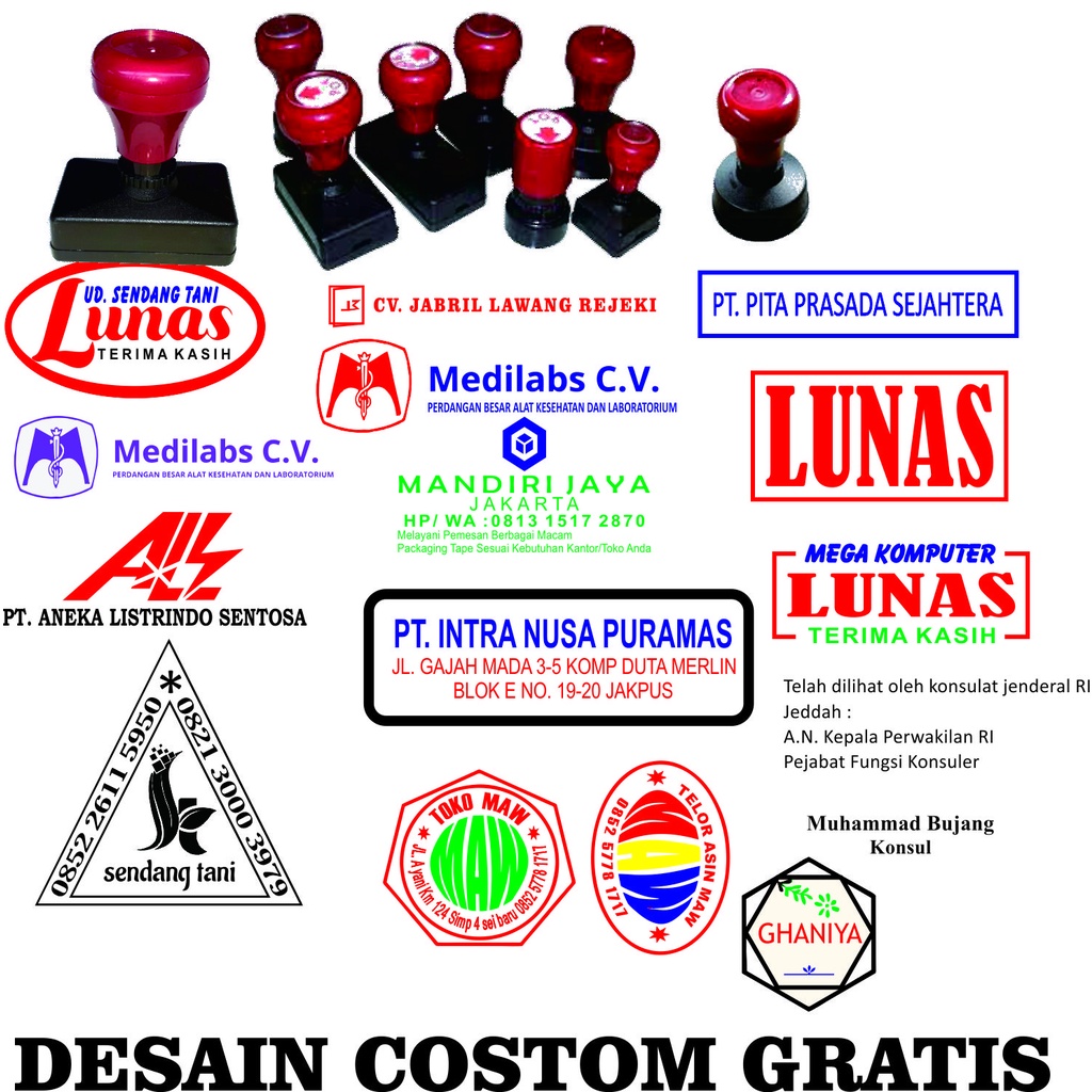 Jual stempel custom murah dan berkualitas stempel warna / stempel ...