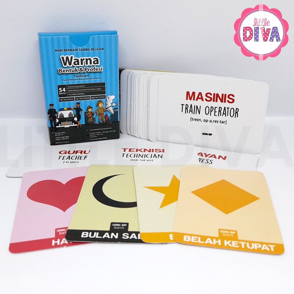 Jual Flash Card Belajar WARNA BENTUK PROFESI - KONSEP FLASHCARD isi 48 ...