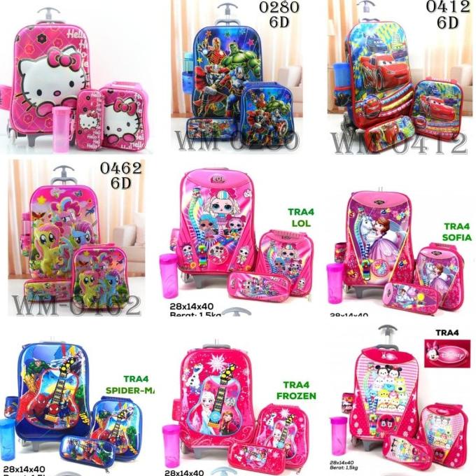 Jual Tas Troli Troley Trolley 6 roda Koper anak sekolah Frozen LOL ...