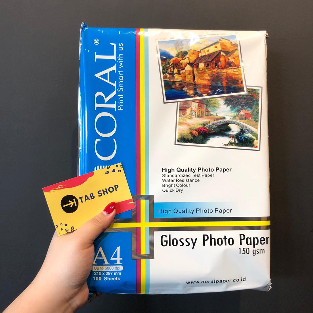 Jual TAB SHOP - CORAL GLOSSY PHOTOPAPER A4 150 GSM 100 SHEETS - KERTAS ...