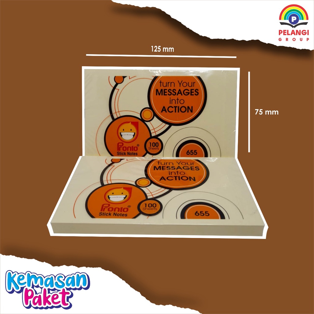 Jual STICKY NOTES PRONTO KERTAS 75 x 125 mm 100 Lembar KUNING PASTEL ...