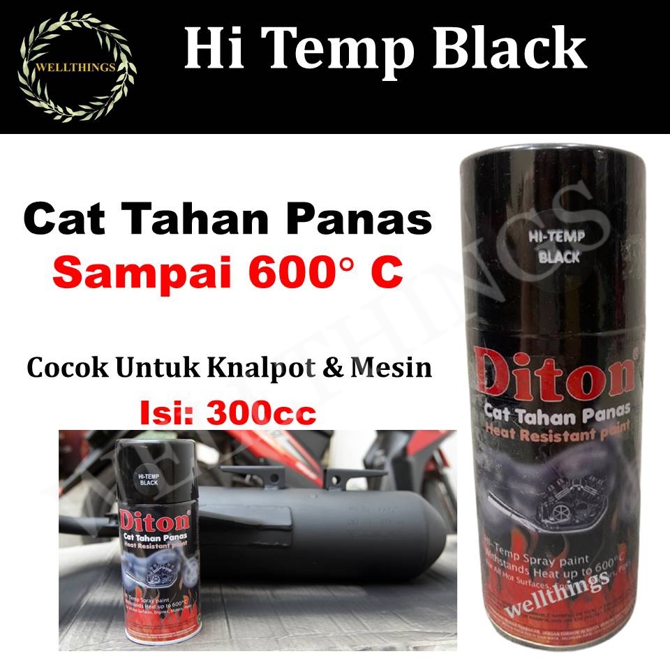 Jual Cat Pilox Diton Tahan Panas Hi Temp Black Hitam knalpot motor 300ml - HTB300 | Shopee Indonesia