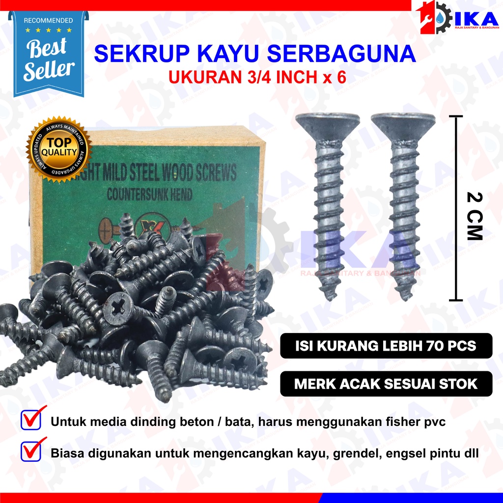 Jual SKRUP KAYU 1/2"- 3/4" - 5/8 " - 1" - 11/2" - 11/4" - 2" (+) PLUS ...
