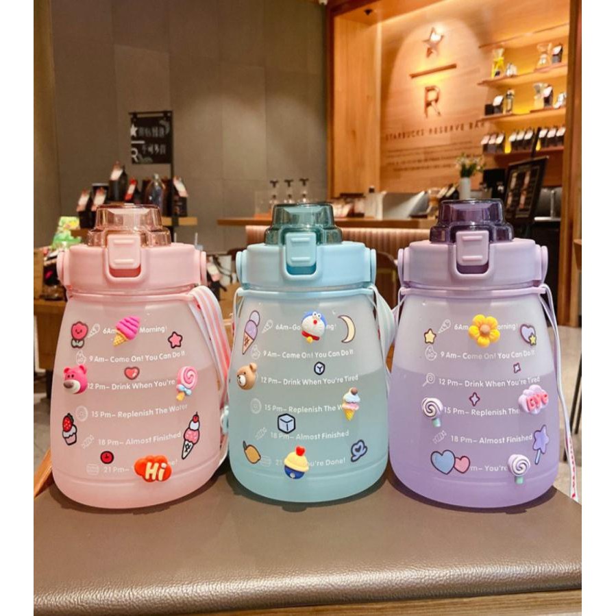 Jual Botol Minum Viral 1.3 Liter Tempat Minum Motivasi Portable Penanda ...