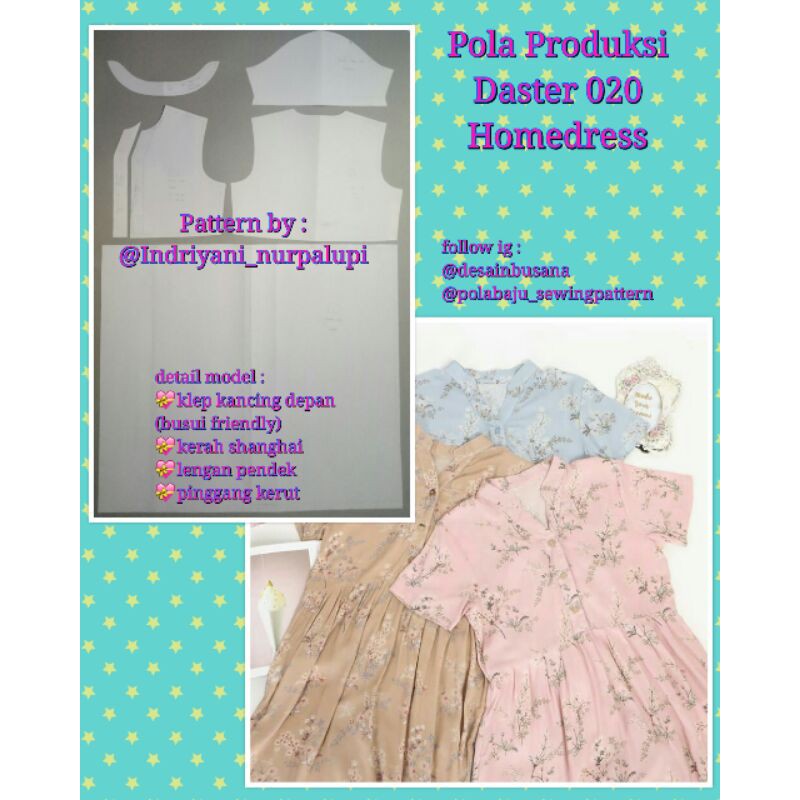 Jual Pola Daster Homedress 020 Pola Baju Pola Instan Pola Produksi Daster Shopee Indonesia