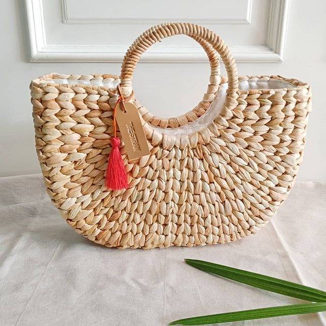 Jual TAS PANTAI ANYAMAN ECENG GONDOK ENCENG PREMIUM HANDMADE ROTAN JINJING | Shopee Indonesia