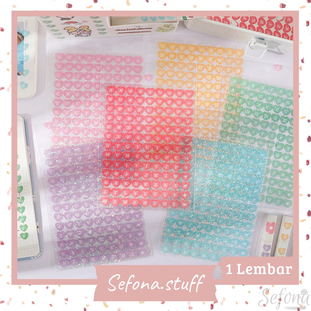 Jual 1 Stiker Laser Huruf / Love Alphabet Glitter Transparan Sticker ...