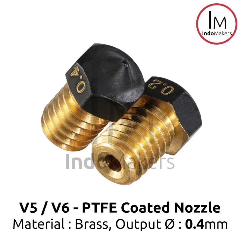 Jual PTFE Teflon Coated V6 Brass 3D Printer Nozzle 0.4mm 1.75mm ... Jual PTFE Teflon Coated V6 Brass 3D Printer Nozzle 0.4mm 1.75mm ...